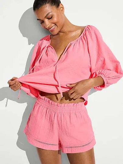 Victoria's Secret Cotton Gauze Shorts - Pink