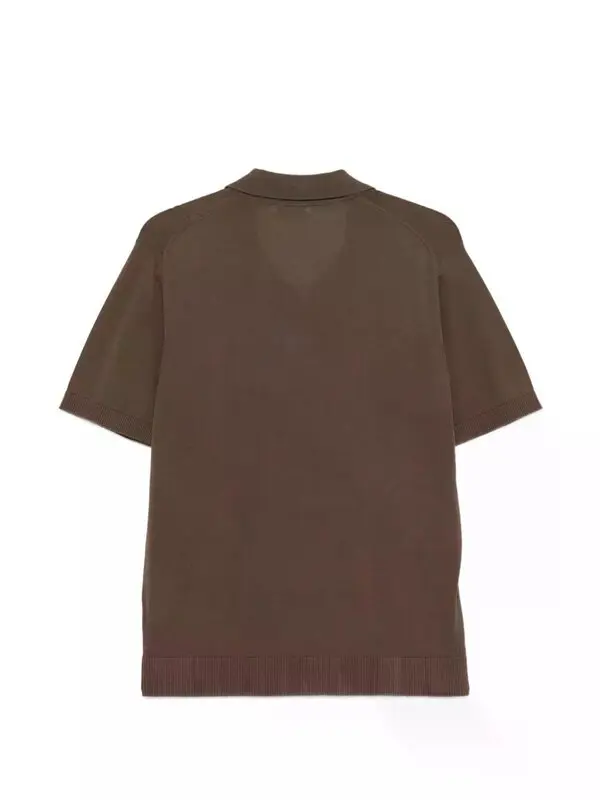 KANGRA Pointelle-knit Polo-collar T-shirt