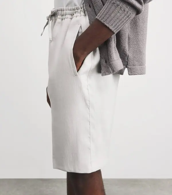 Corneliani Linen-virgin Wool-mohair Drawstring Shorts