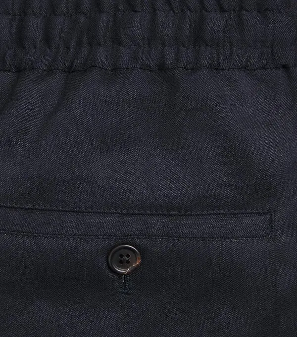 Corneliani Linen-virgin Wool-mohair Drawstring Trousers - Navy