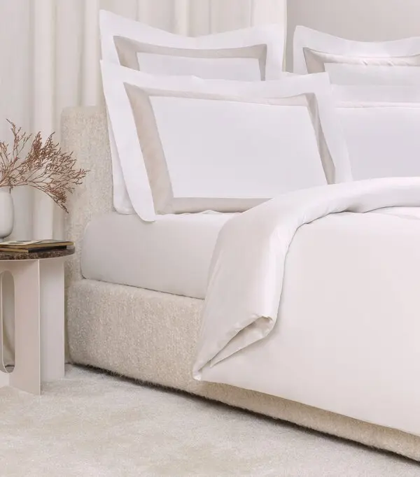 Frette Cotton Breeze Border Queen Duvet Cover - Grey