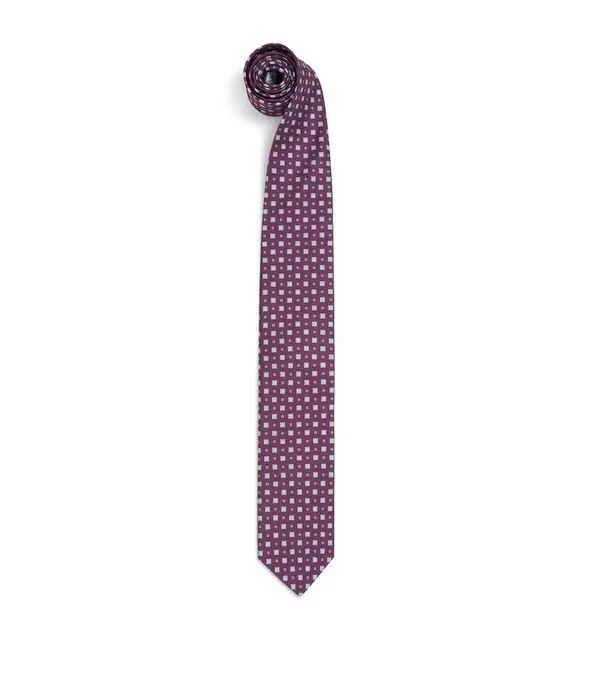 Eton Silk Jacquard Neck Tie - Red