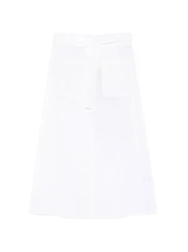 TOTEME Belted A-line Skirt With Patch Pockets - White