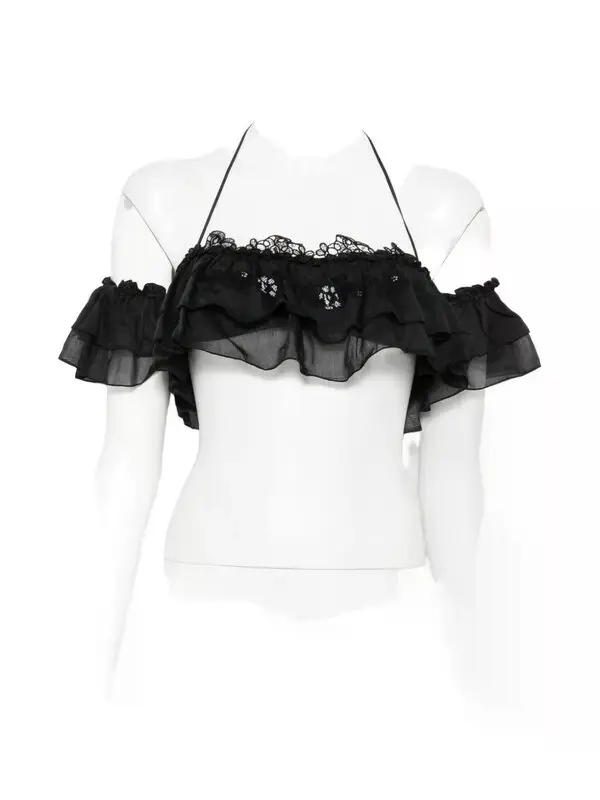 Ermanno Scervino Ruffled Halterneck Top - Black