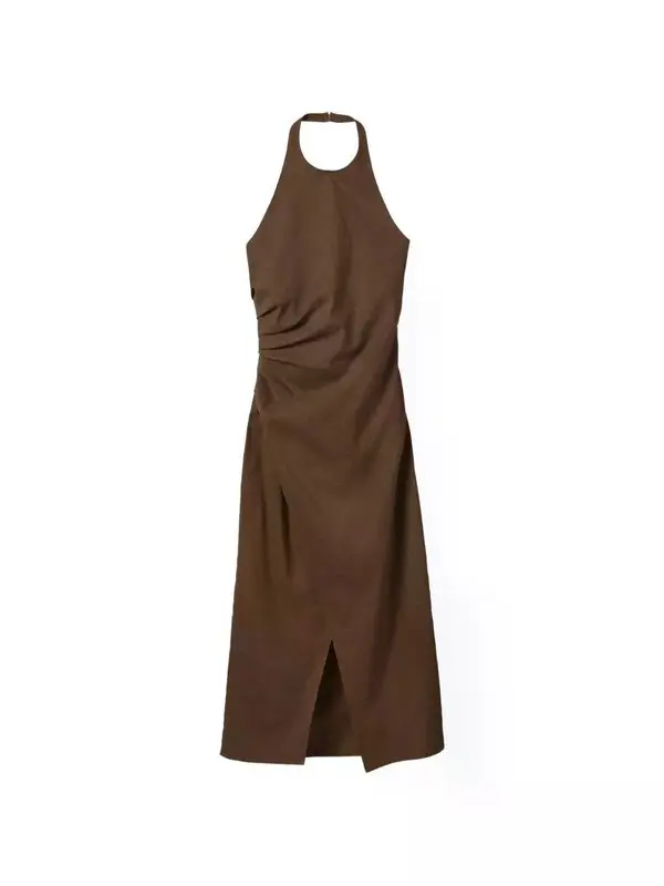 A.L.C. Sylvie Halterneck Midi Dress - Brown