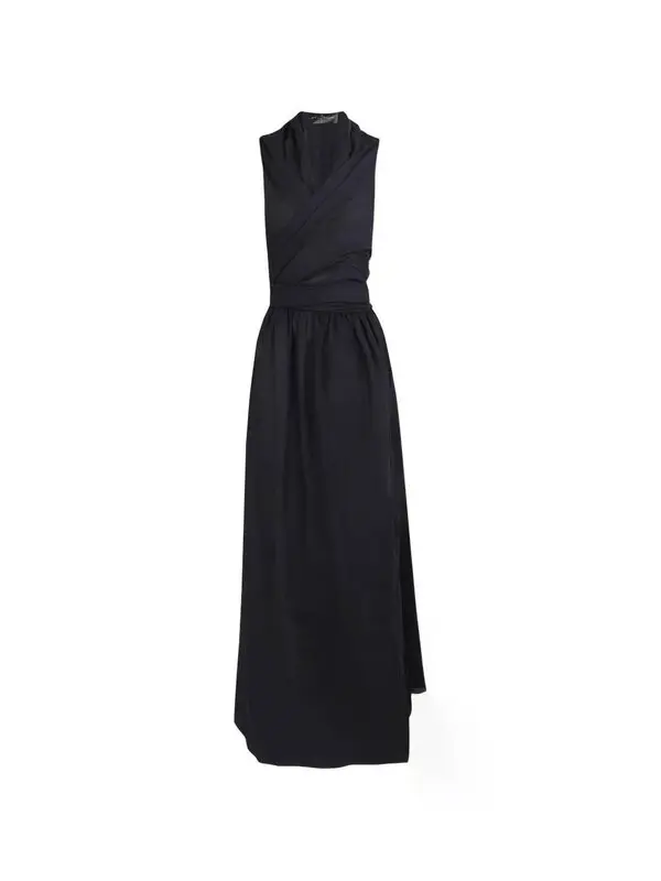 CORTANA Wrap-design Tie-waist Maxi Dress - Blue