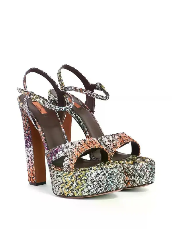 Missoni Platform Sandals With Zigzag Sequin Appliqu - Silver