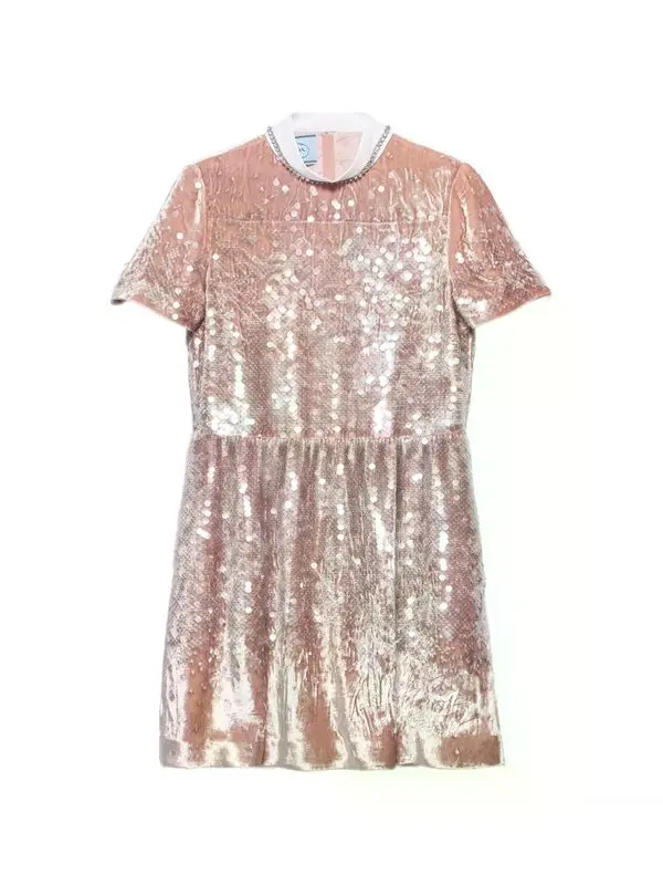 Prada Sequined Velvet Mini Dress - Pink