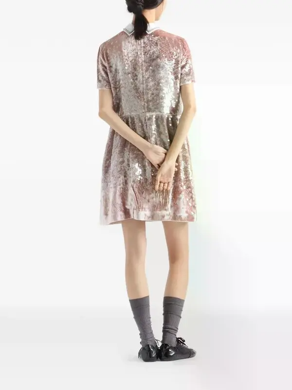 Prada Sequined Velvet Mini Dress - Pink