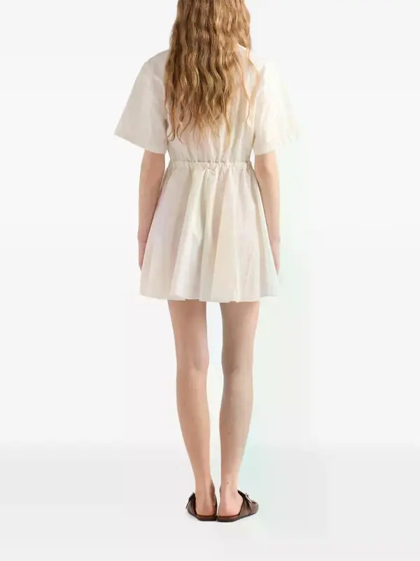 Prada Short-sleeved Technical Pongé Dress - Neutrals