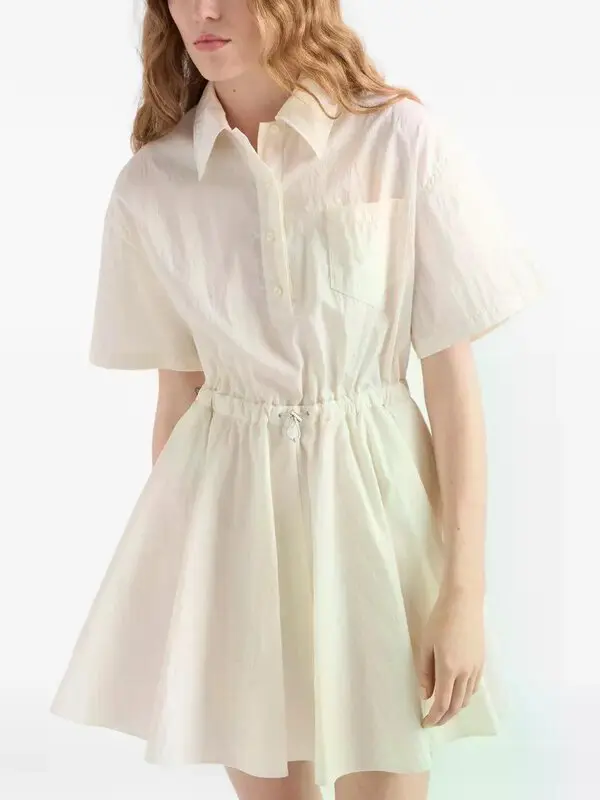 Prada Short-sleeved Technical Pongé Dress - Neutrals
