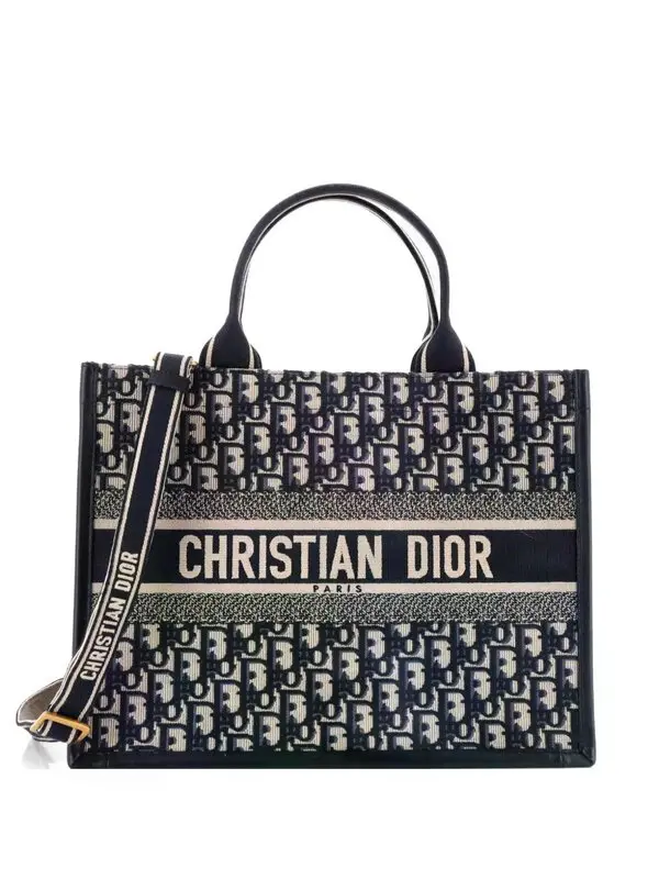 Dior Book Tote With Strap Oblique Canvas Medium - Blue