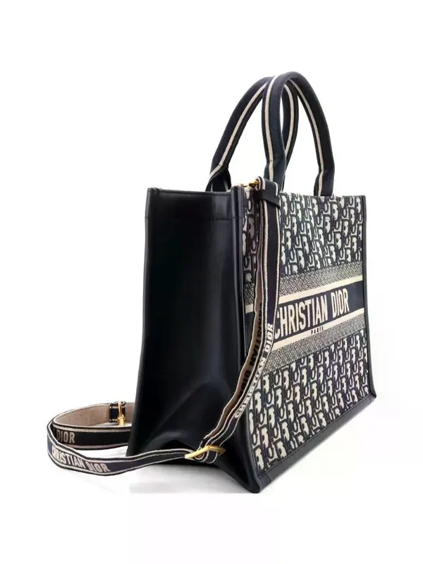Dior Book Tote With Strap Oblique Canvas Medium - Blue