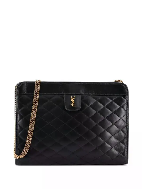 Saint Laurent Victoire Chain Quilted Leather Clutch Bag