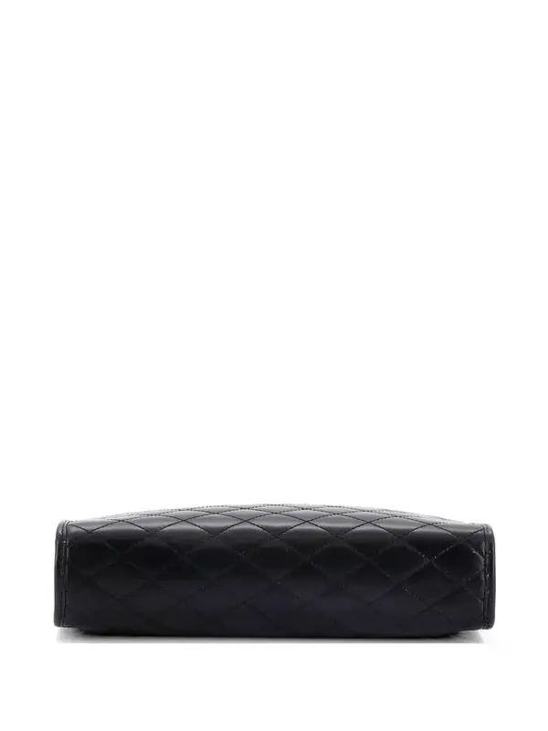 Saint Laurent Victoire Chain Quilted Leather Clutch Bag