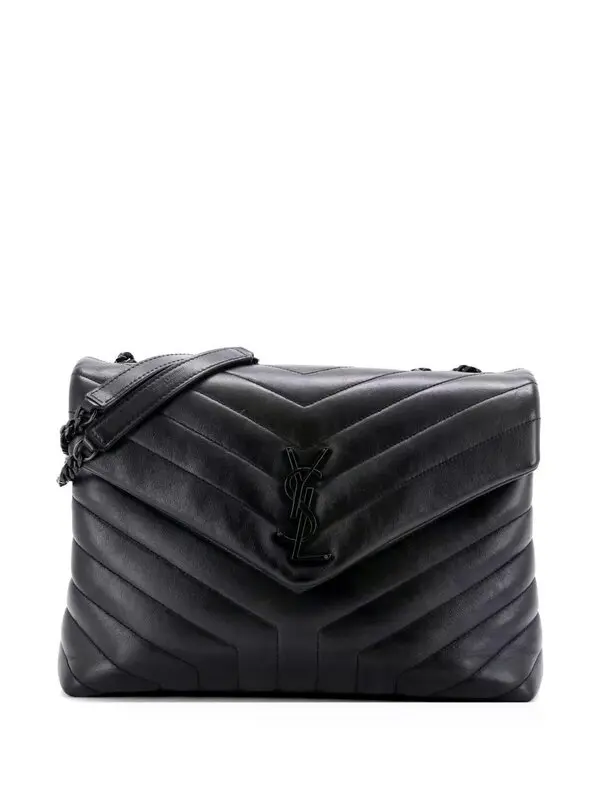 Saint Laurent Loulou Matelasse Chevron Leather Large Shoulder Bag - Black