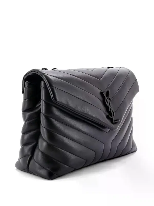 Saint Laurent Loulou Matelasse Chevron Leather Large Shoulder Bag - Black