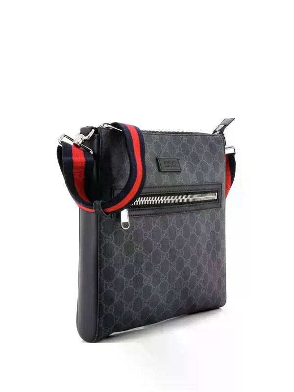 Gucci Web Strap Front Zip Messenger Bag