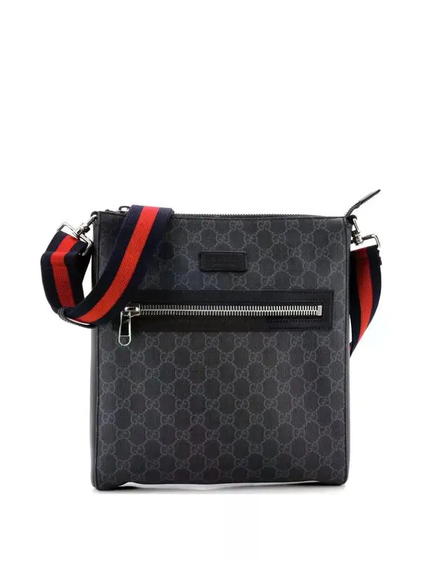 Gucci Web Strap Front Zip Messenger Bag