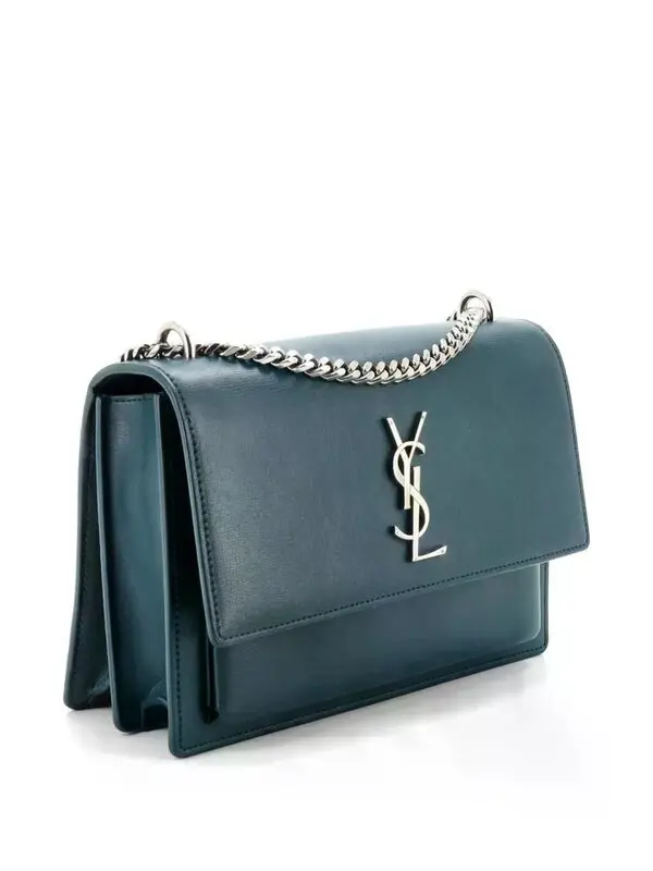 Saint Laurent Sunset Leather Medium Crossbody Bag - Green