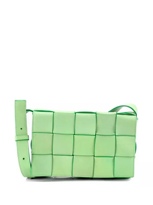 Bottega Veneta Cassette Maxi Intrecciato Leather Crossbody Bag - Green