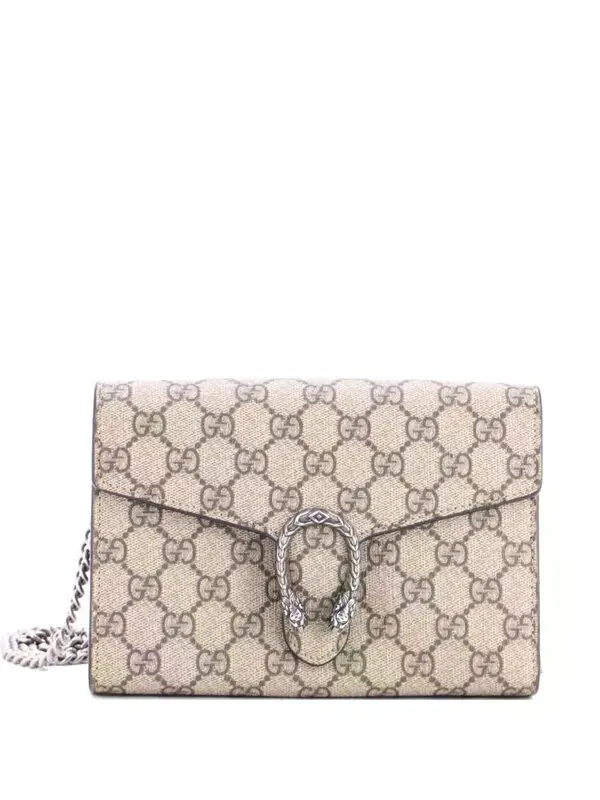 Gucci Dionysus Gg Coated Canvas Chain Wallet - Brown