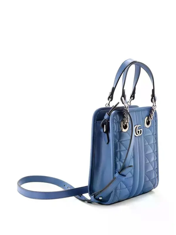 Gucci Gg Marmont Handle Matelasse Leather Mini Crossbody Bag - Blue