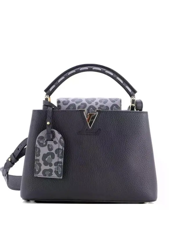 LOUIS VUITTON Capucines Bag Wild At Heart Leopard Print Taurillon Leather Bb Satchel - Black