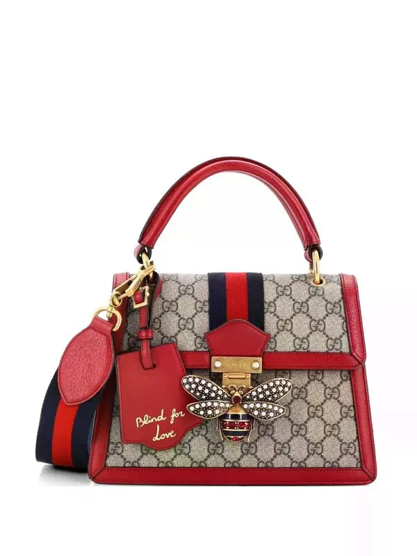 Gucci Queen Margaret Gg Coated Canvas Top Handle Satchel - Red