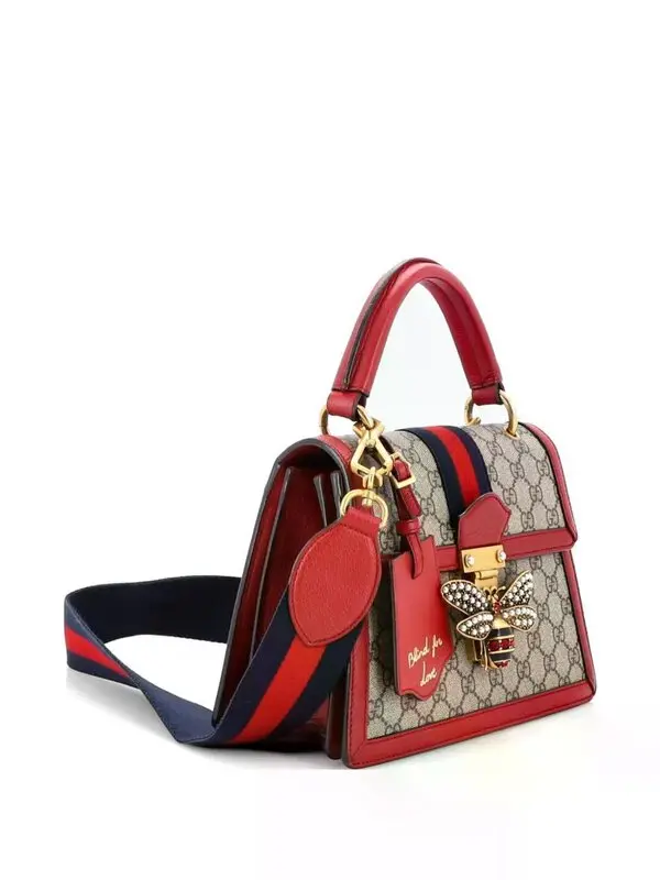 Gucci Queen Margaret Gg Coated Canvas Top Handle Satchel - Red