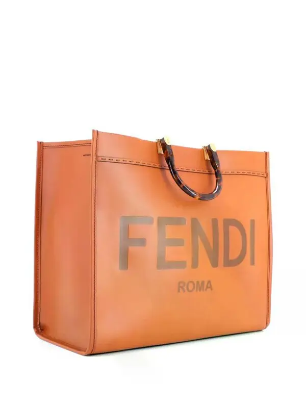 Fendi Sunshine Shopper Leather Large Tote Bag - Brown