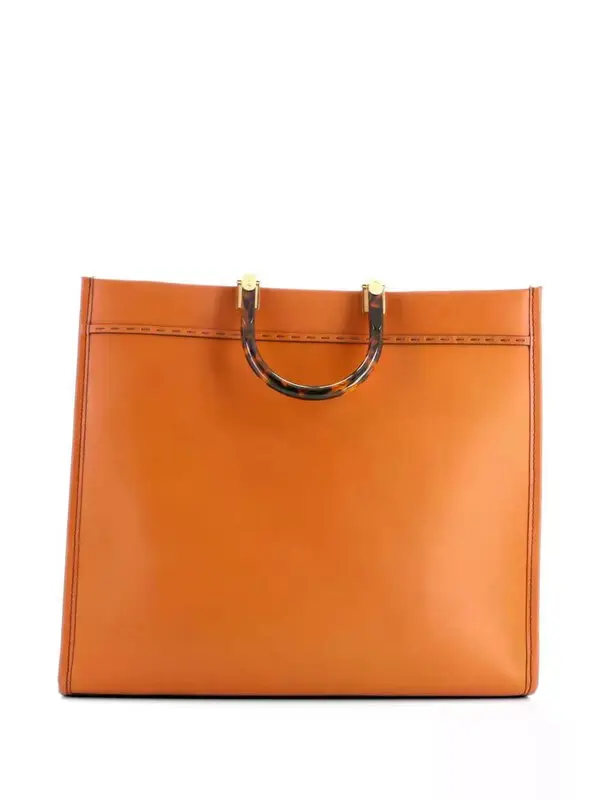 Fendi Sunshine Shopper Leather Large Tote Bag - Brown