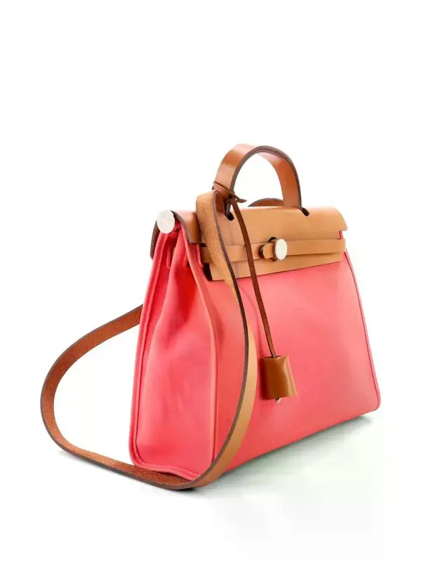 Hermès Herbag Zip Leather And Toile 31 Shoulder Bag - Pink