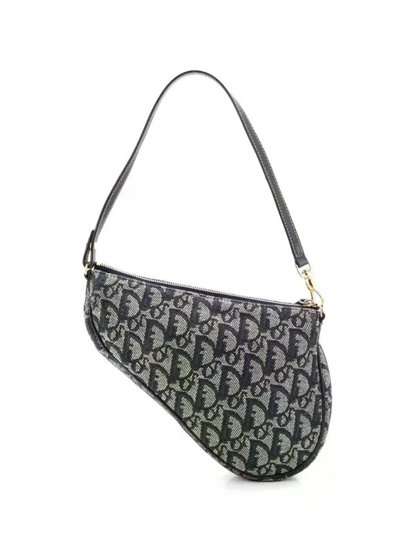 Dior Vintage Diorissimo Canvas Mini Saddle Bag Clutch - Blue