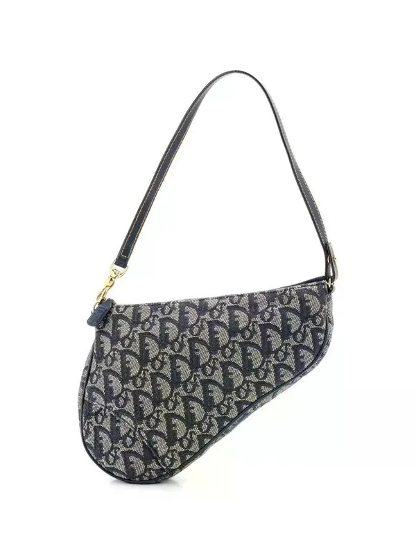 Dior Vintage Diorissimo Canvas Mini Saddle Bag Clutch - Blue