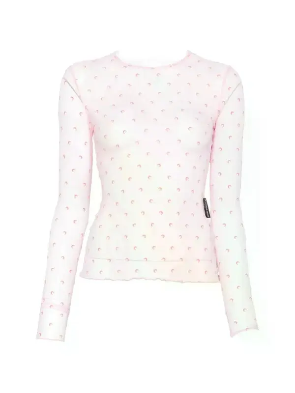 MARINE SERRE Moon-print Long-sleeve T-shirt - Pink