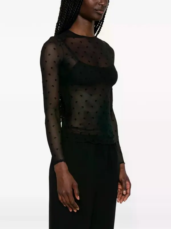MARINE SERRE Plumetis Moon Mesh Long Sleeve T-shirt - Black