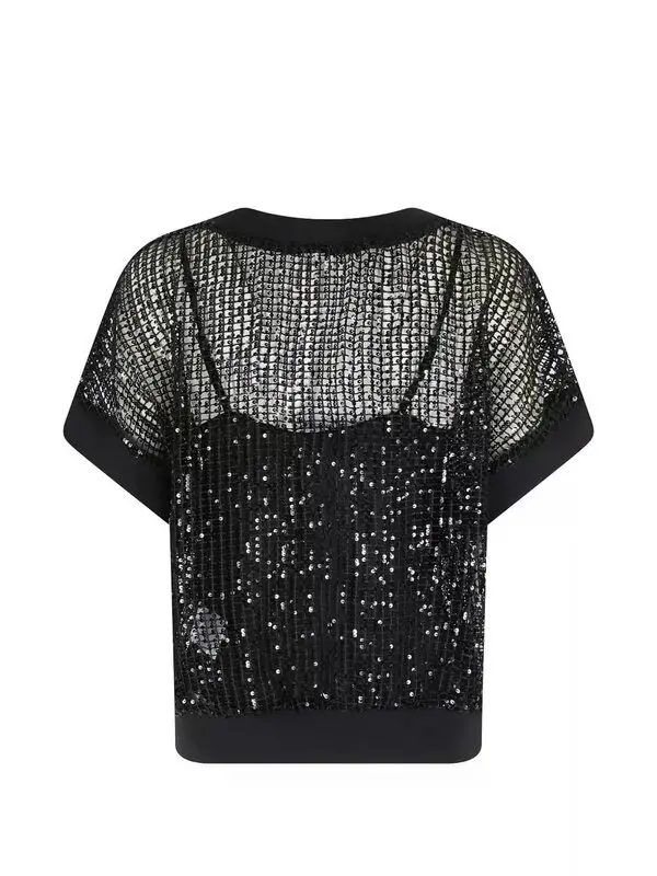 MEIMEIJ Sequin-embellished Mesh Blouse