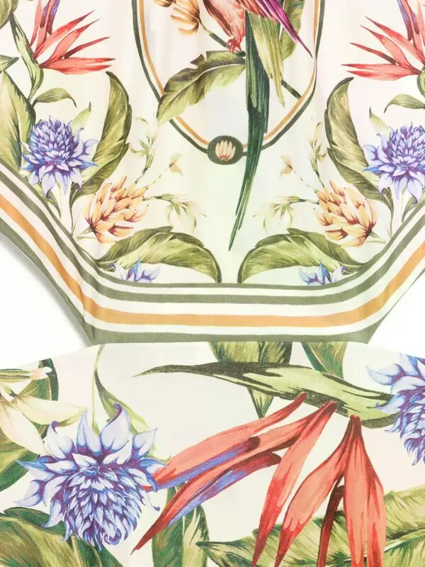 Farm Rio Strelitzia Cut-out Floral-print Halterneck Swimsuit