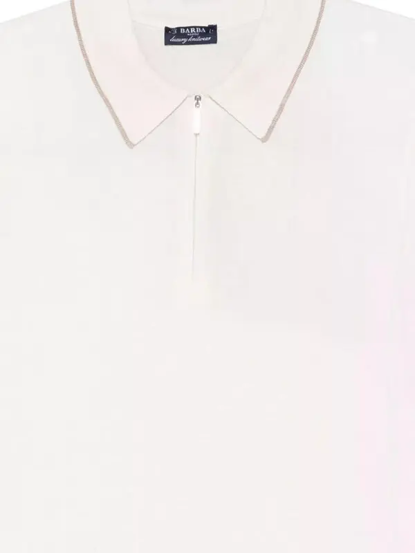 BARBA NAPOLI Ribbed Contrast-trim Polo Shirt