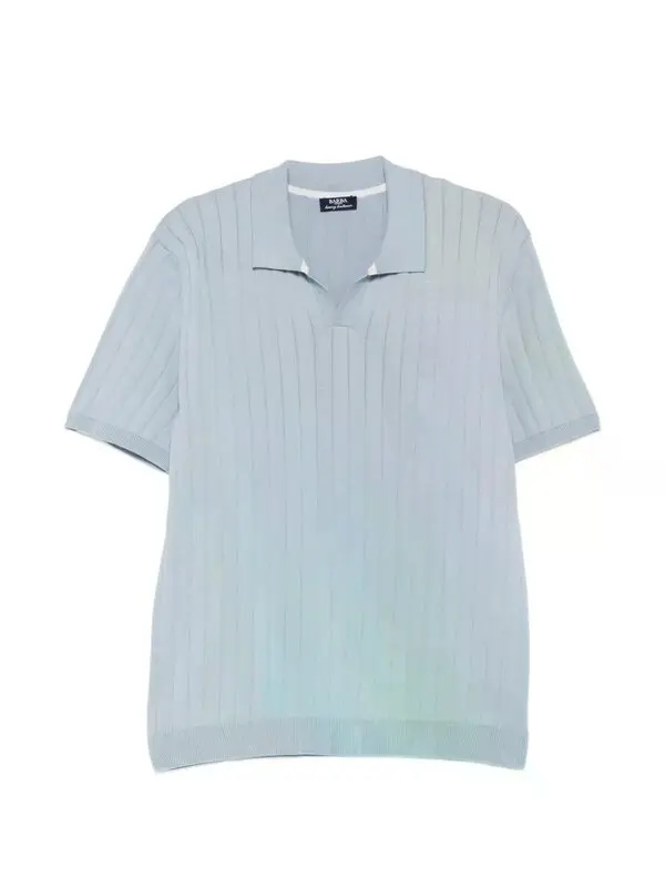 BARBA NAPOLI Ribbed-knit Polo-collar T-shirt