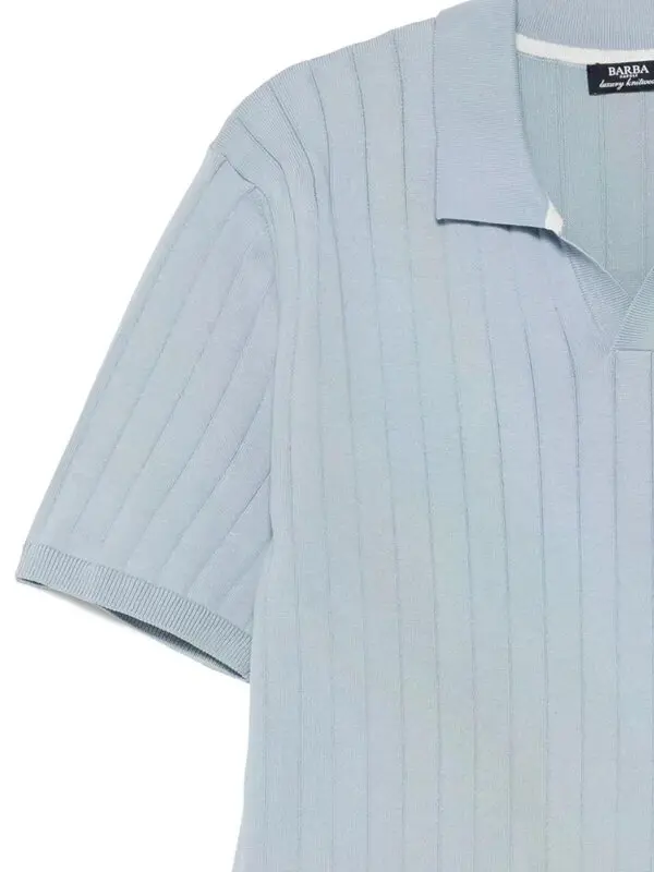 BARBA NAPOLI Ribbed-knit Polo-collar T-shirt
