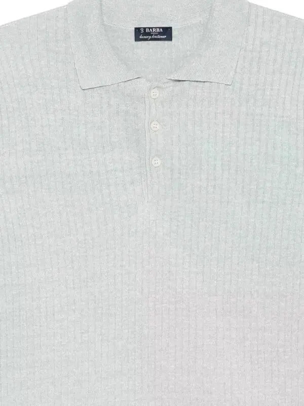 BARBA NAPOLI Ribbed-knit Polo Shirt