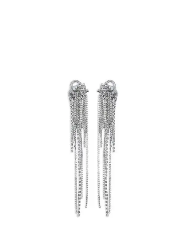 AREA Messy Chain Crystal-embellished Earrings - Silver