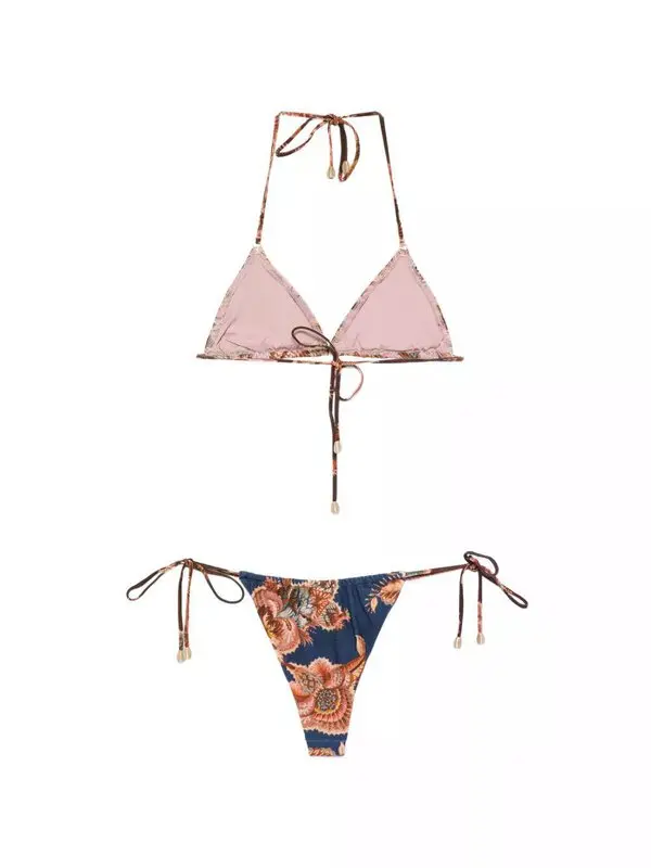Zimmermann Aster Floral-print Spliced Bikini - Blue
