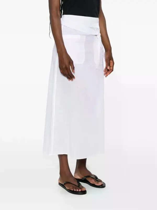 TOTEME Belted A-line Midi Skirt - White