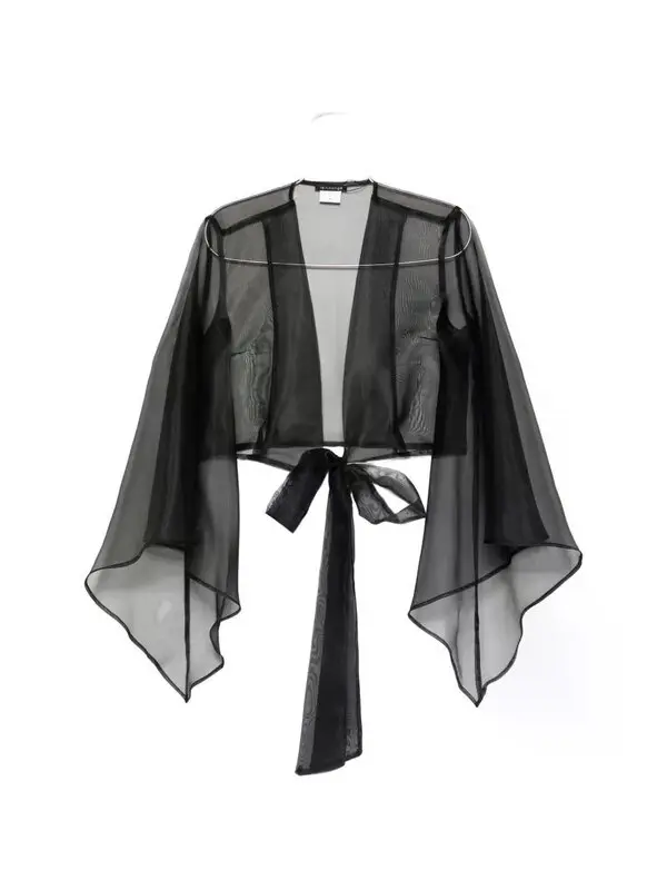 LE RJTANGE Sheer-finish Flared-sleeve Blouse