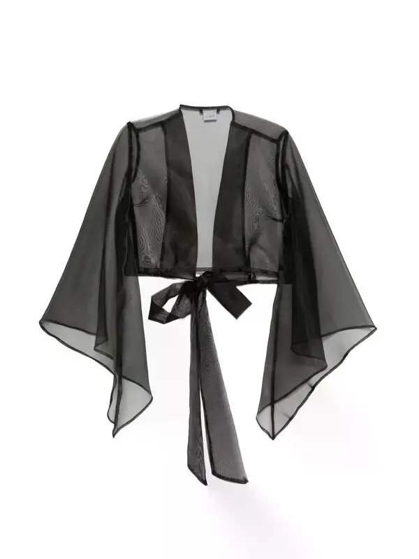 LE RJTANGE Sheer-finish Flared-sleeve Blouse