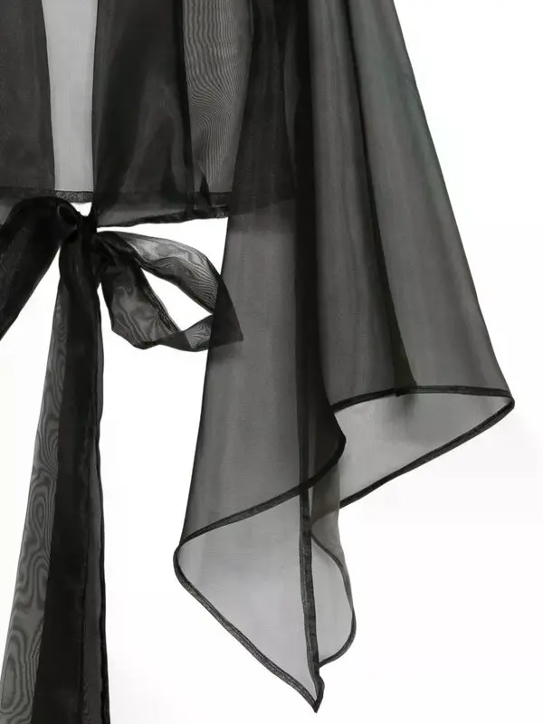 LE RJTANGE Sheer-finish Flared-sleeve Blouse