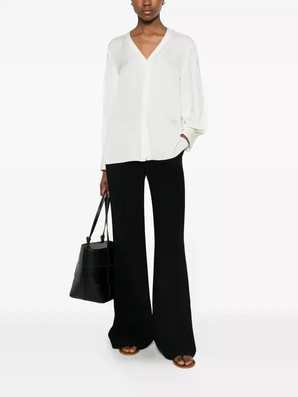 Theory V-neck Flared-cuff Blouse